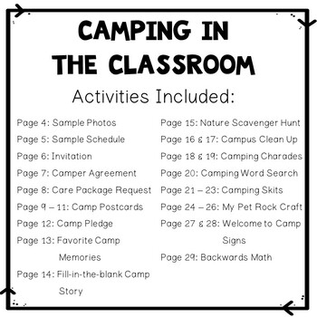 Camping in the Classroom: 25+ Pages of Camp Activities for Camping ...
