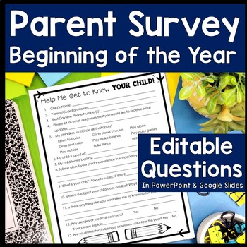 EDITABLE Parent Survey | Beginning of Year Parent Survey, Get to Know ...