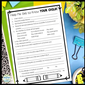 EDITABLE Parent Survey | Beginning of Year Parent Survey, Get to Know ...
