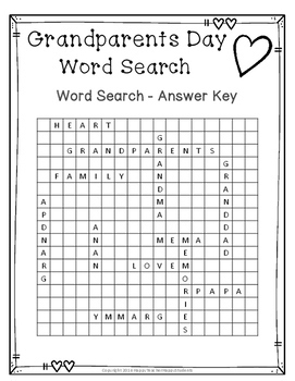 Grandparents Day Word Search Activity | Grandparent Day Word Search w ...