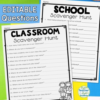 EDITABLE Classroom Scavenger Hunt with Clues | A Fun Back to School ...