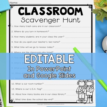 EDITABLE Classroom Scavenger Hunt with Clues | A Fun Back to School ...