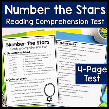 Number the Stars Test | 4-Page Number the Stars Quiz | Whole Book ...