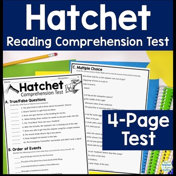Hatchet Test | 4-Page Hatchet Quiz | Whole Book Test for a Hatchet ...